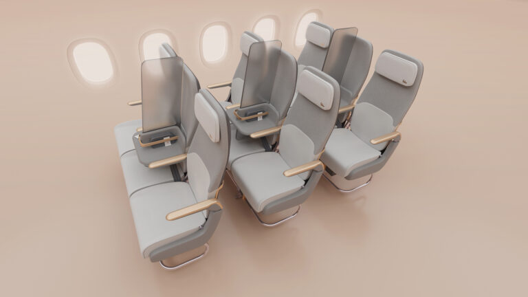Factorydesign creates vertical seat dividers for aircraft cabins
