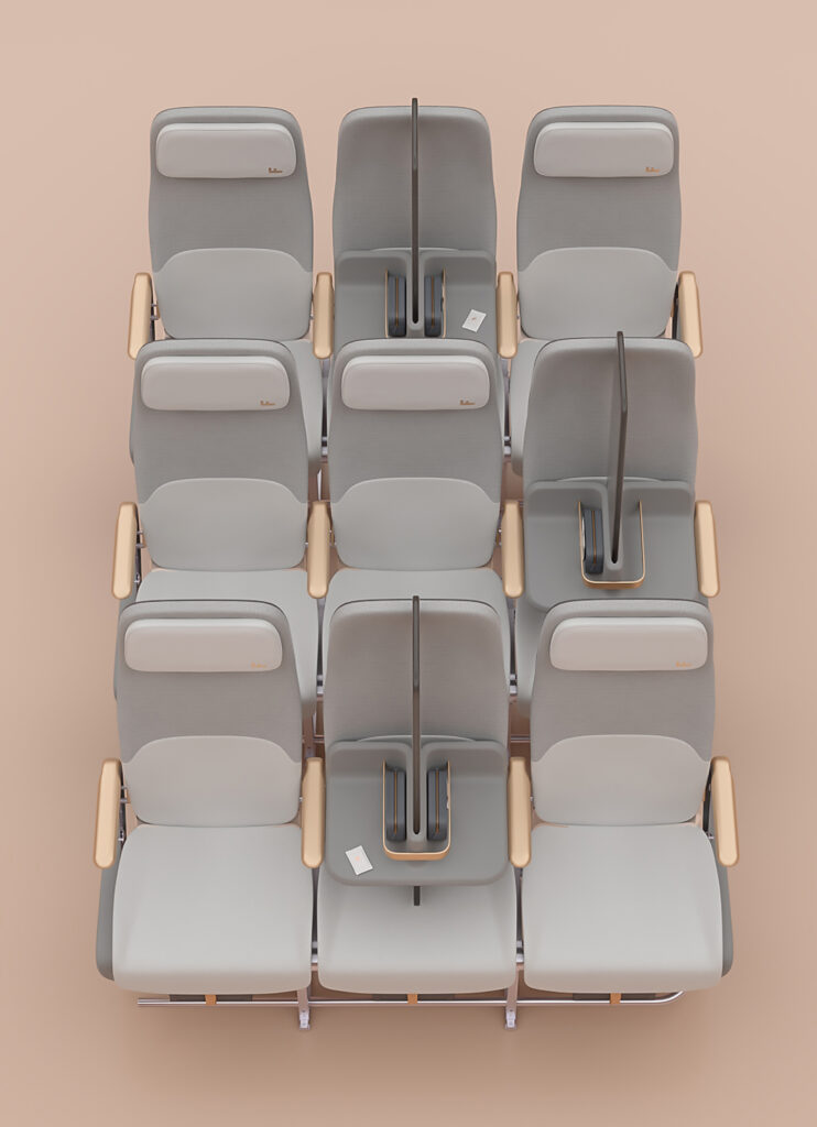Factorydesign creates vertical seat dividers for aircraft cabins