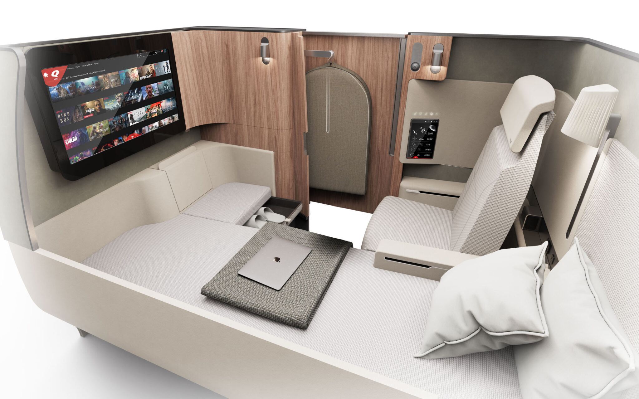 Qantas unveils preview of Project Sunrise cabins